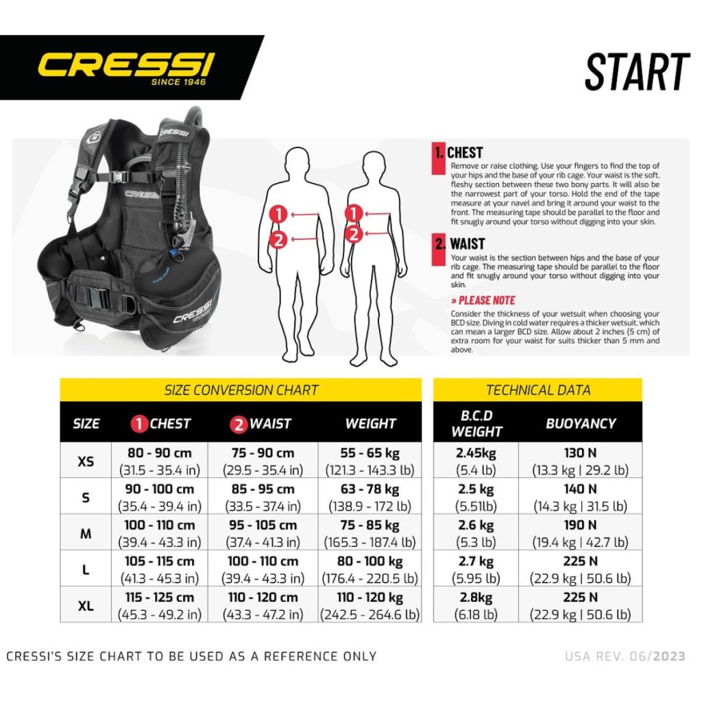 Cressi Start, BCD estándar tipo chaqueta – Scubaires Argentina